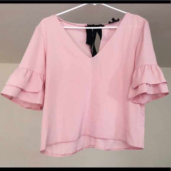Topshop | Tops | Topshop Pinkcream Ruffle Tie Top | Poshmark